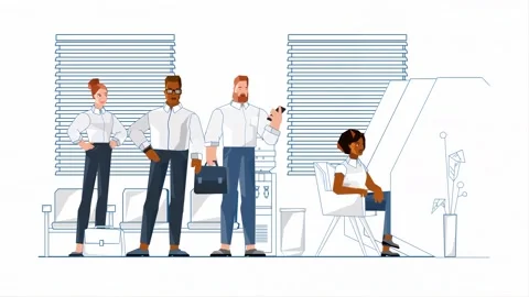 People Waiting in Line at Bank 2D Animat... | Stock Video | Pond5