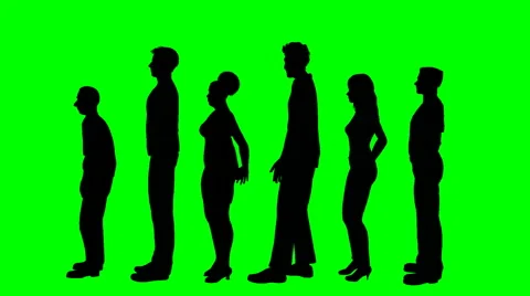 People waiting in line on a green screen | Stock Video | Pond5