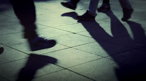 people walking crowd footsteps long shad... | Stock Video | Pond5