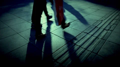 people walking crowd footsteps long shad... | Stock Video | Pond5