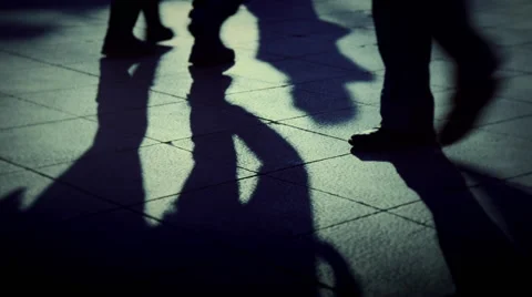 people walking crowd footsteps long shad... | Stock Video | Pond5