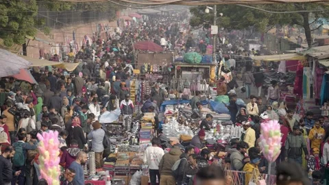people walking on the crowded narrow mar... | Stock Video | Pond5