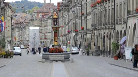 People walking in downtown Bern, Switzer... | Stock Video | Pond5