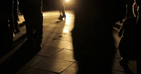 people walking at night in the park. sha... | Stock Video | Pond5
