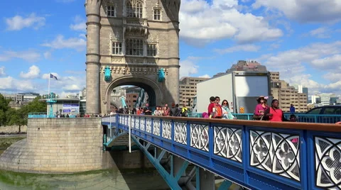 People walking over Tower Bridge London | Stock Video | Pond5