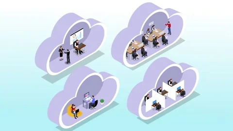 People working in cloud office rooms col... | Stock Video | Pond5
