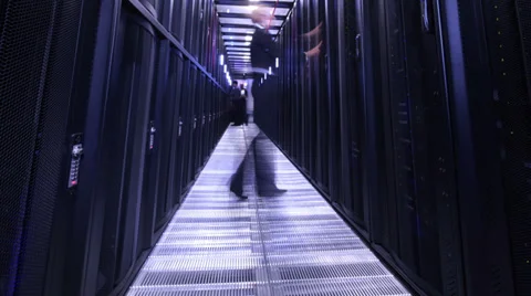 People working in computer server room d... | Stock Video | Pond5