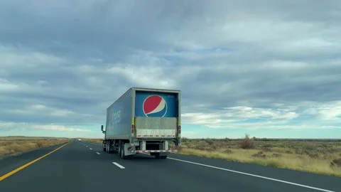 Pepsi delivery truck goes on Arizona hig... | Stock Video | Pond5