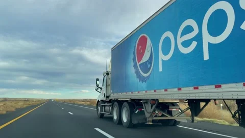 Pepsi delivery truck goes on Arizona hig... | Stock Video | Pond5