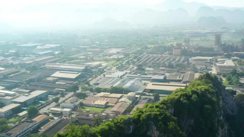 Perak Cave Temple, factories and limesto... | Stock Video | Pond5