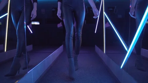 Perfect Female Body With Neon Stripes On... | Stock Video | Pond5