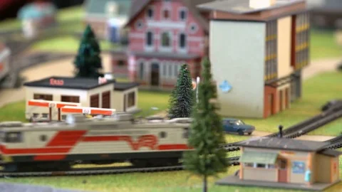 Perfect models of the old steam trains a... | Stock Video | Pond5