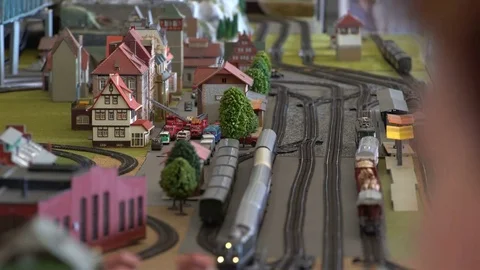 Perfect models of the old steam trains a... | Stock Video | Pond5