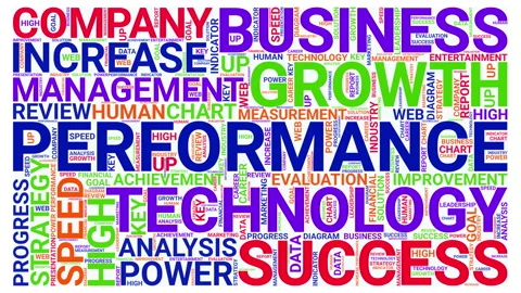 Performance word cloud colorful text 4K ... | Stock Video | Pond5