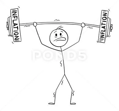 Person Holding Inflation Weight , Vector Cartoon Stick Figure ...