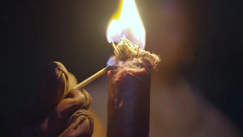 Person Ignition Torch Light at Night Lig... | Stock Video | Pond5
