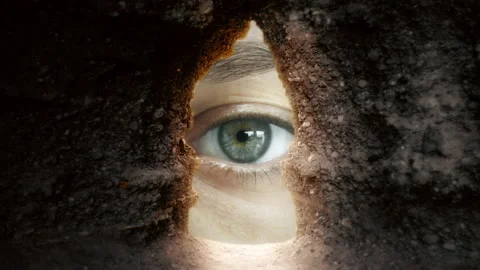 Person Looking Inside Tiny Hole Zoom in ... | Stock Video | Pond5