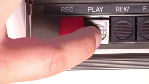 A person pushing a play button on an aud... | Stock Video | Pond5