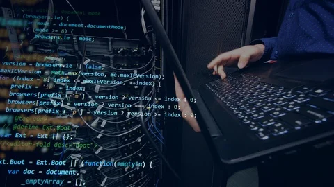 A person works with a laptop, programmin... | Stock Video | Pond5