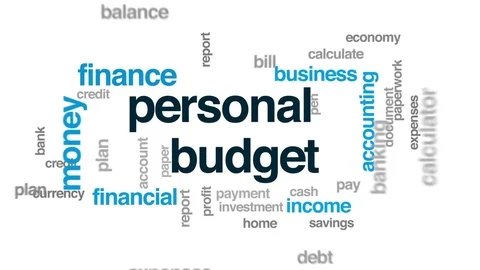 Personal budget animated word cloud, tex... | Stock Video | Pond5