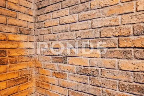 Perspective, side view of old red brick wall texture background ...