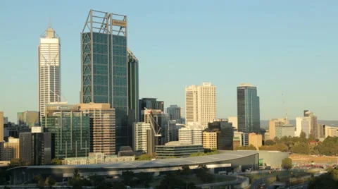 perth skyline, australia on a sunny day ... | Stock Video | Pond5
