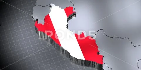 Peru - borders and flag - 3D illustration ~ Clip Art #127541487