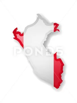 Peru flag and outline of the country on a white background.: Graphic ...