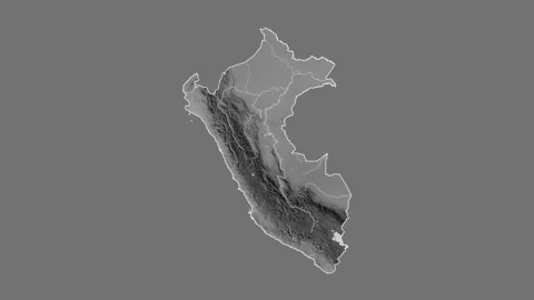 Peru map - cartoon. Regions. Grayscale. | Stock Video | Pond5
