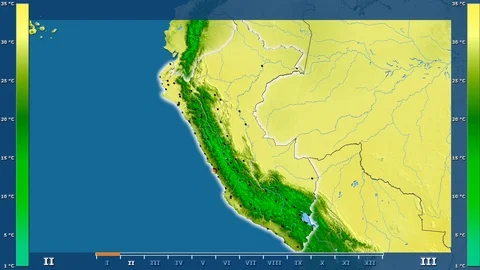 Peru - maximum temperature, borders and ... | Stock Video | Pond5