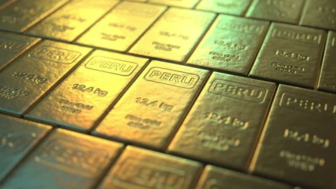 PERU text on gold ingots. Seamless loopi... | Stock Video | Pond5