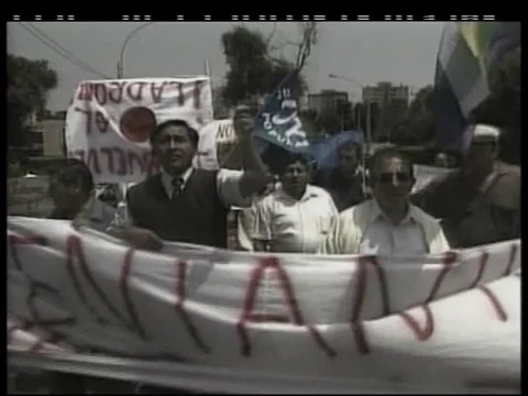 PERU/JAPAN: PERUVIANS GATHER OUTSIDE JAP... | Stock Video | Pond5
