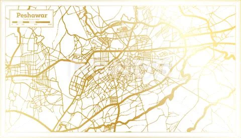 Peshawar Pakistan City Map in Retro Style in Golden Color. Outline Map ...