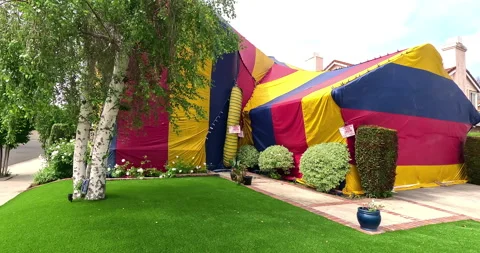 Pest control fumigation tent covering ho... | Stock Video | Pond5