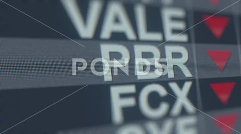 PETROLEO BRASILEIRO ADR PBR stock ticker with decreasing arrow ...