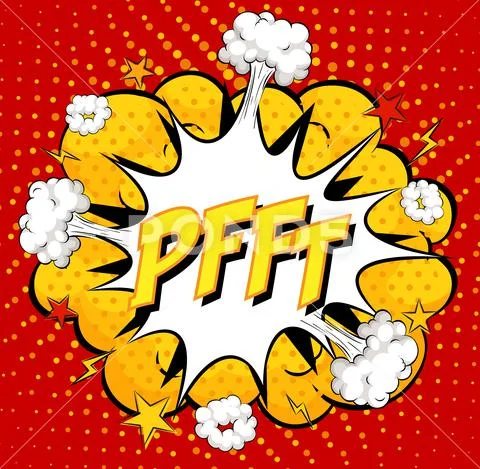 PFFT text on comic cloud explosion on red background Illustration ...