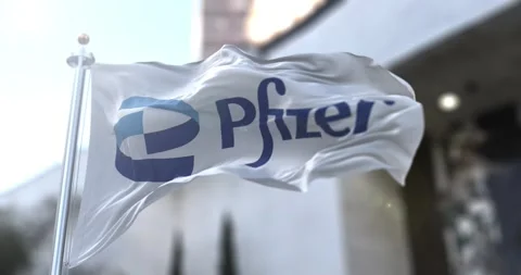 Pfizer logo on a white flag | Stock Video | Pond5