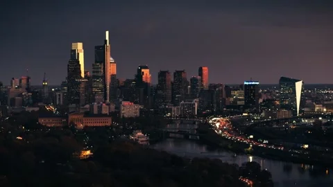 Philadelphia City Skyline Night Sky Art ... | Stock Video | Pond5