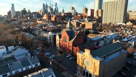 Philadelphia historic churches and urban... | Stock Video | Pond5