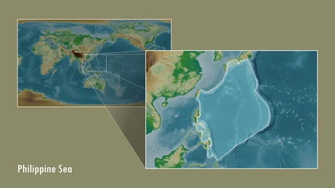 Philippine Sea. Physical map. Patterson ... | Stock Video | Pond5