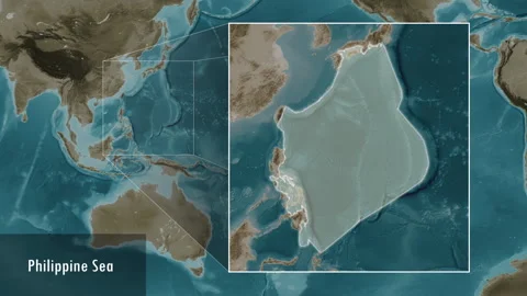 Philippine Sea. Sepia map. Patterson Cyl... | Stock Video | Pond5