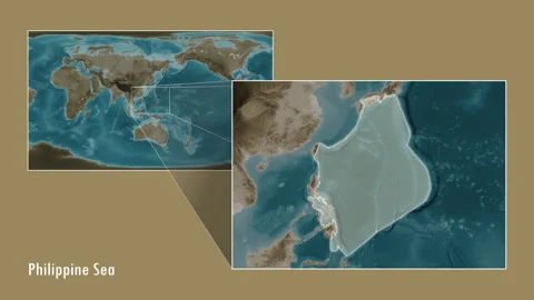 Philippine Sea. Sepia map. Patterson Cyl... | Stock Video | Pond5