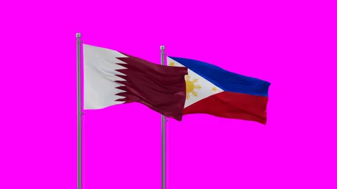 Philippines and Qatar flag | Stock Video | Pond5