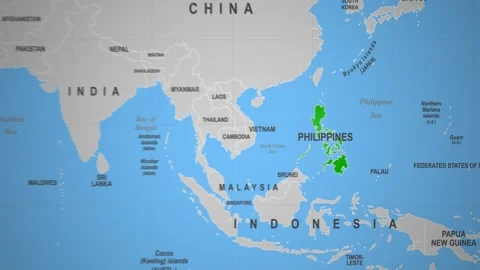 Philippines Country Marked on World Map ... | Stock Video | Pond5