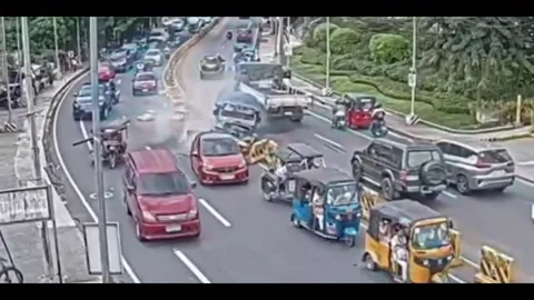 Philippines: Jeepney collides with concr... | Stock Video | Pond5