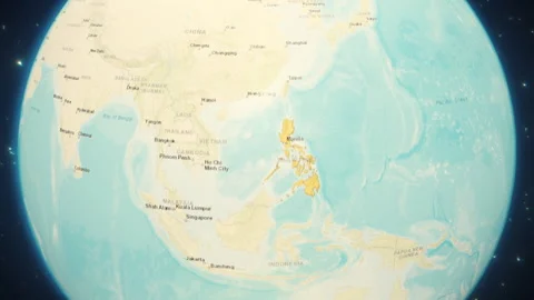 Philippines Map On Earth Globe - Flat St... | Stock Video | Pond5