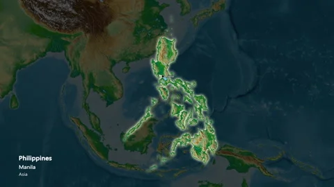 Philippines map - extract. Glow. Physica... | Stock Video | Pond5
