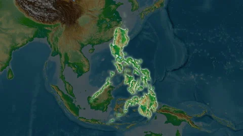 Philippines map - extract. Glow. Physica... | Stock Video | Pond5