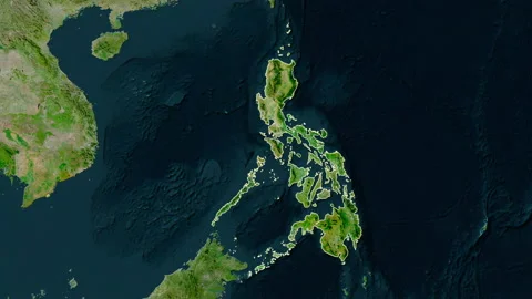 Philippines map - zoom. Border. Satellit... | Stock Video | Pond5