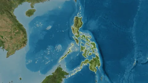 Philippines map - zoom. Border. Satellit... | Stock Video | Pond5